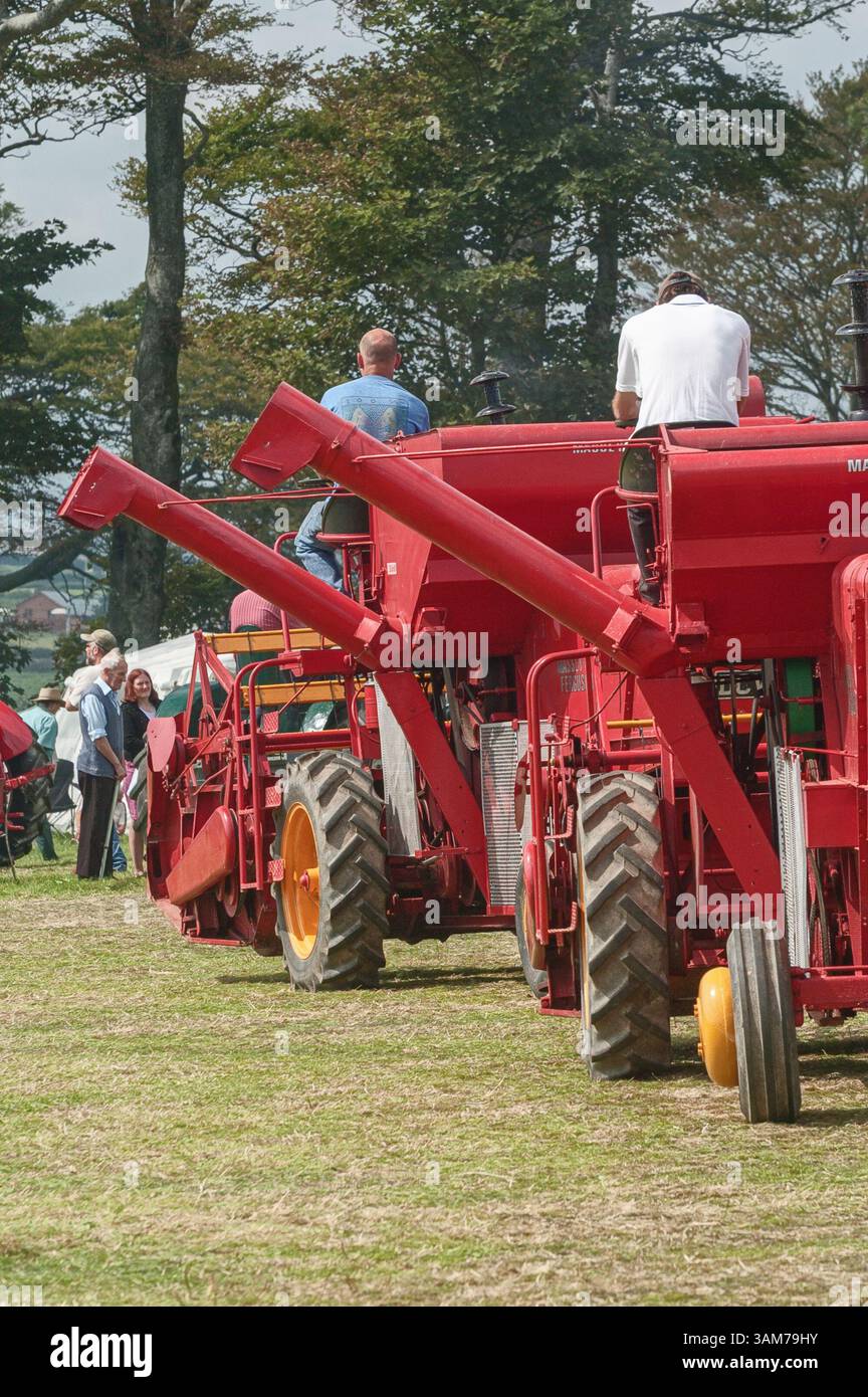 Combine harvesters at Morval vintage rally 2007 in Cornwall England ...