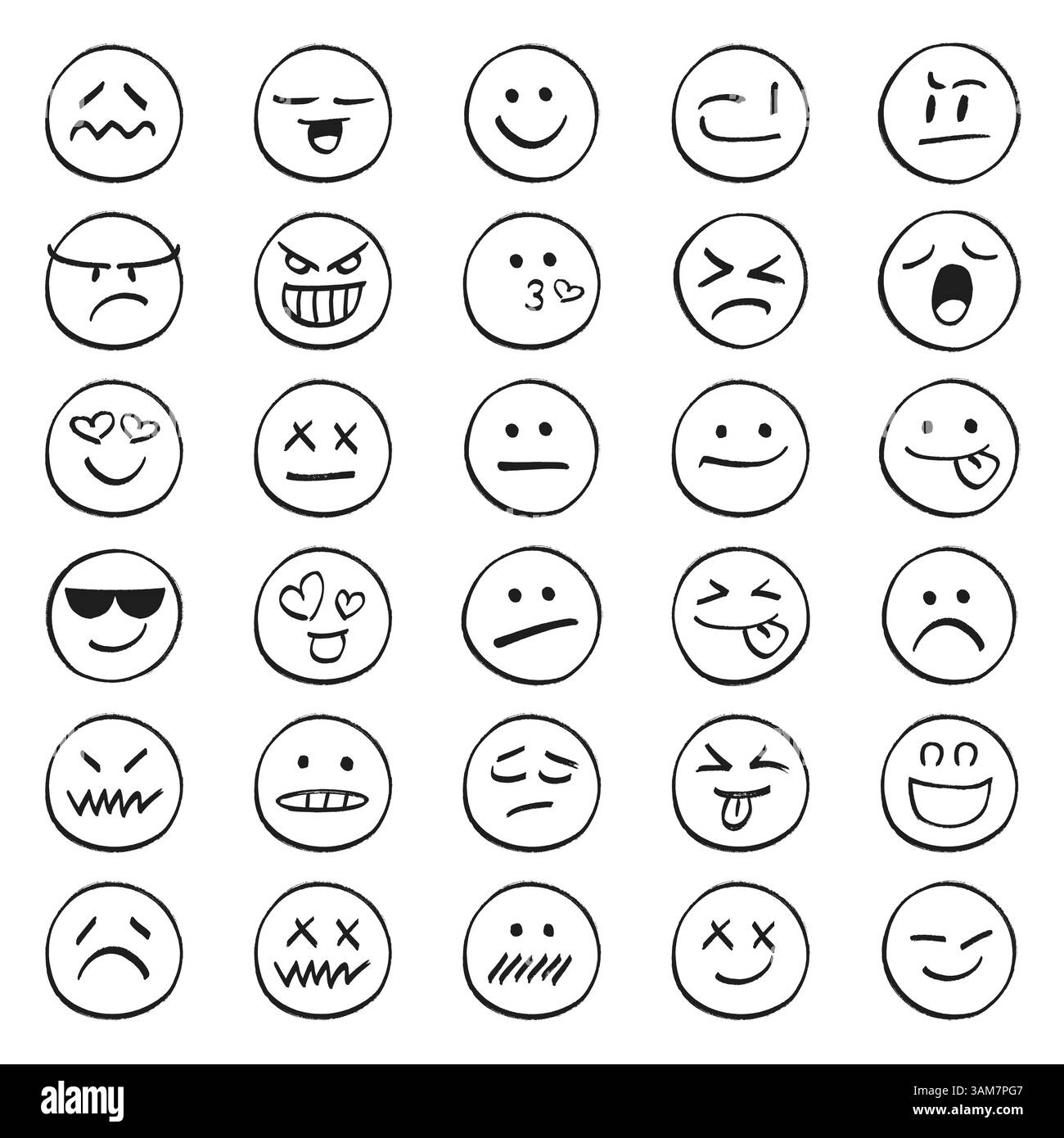 Hand drawn sad emoticons Cut Out Stock Images & Pictures - Alamy