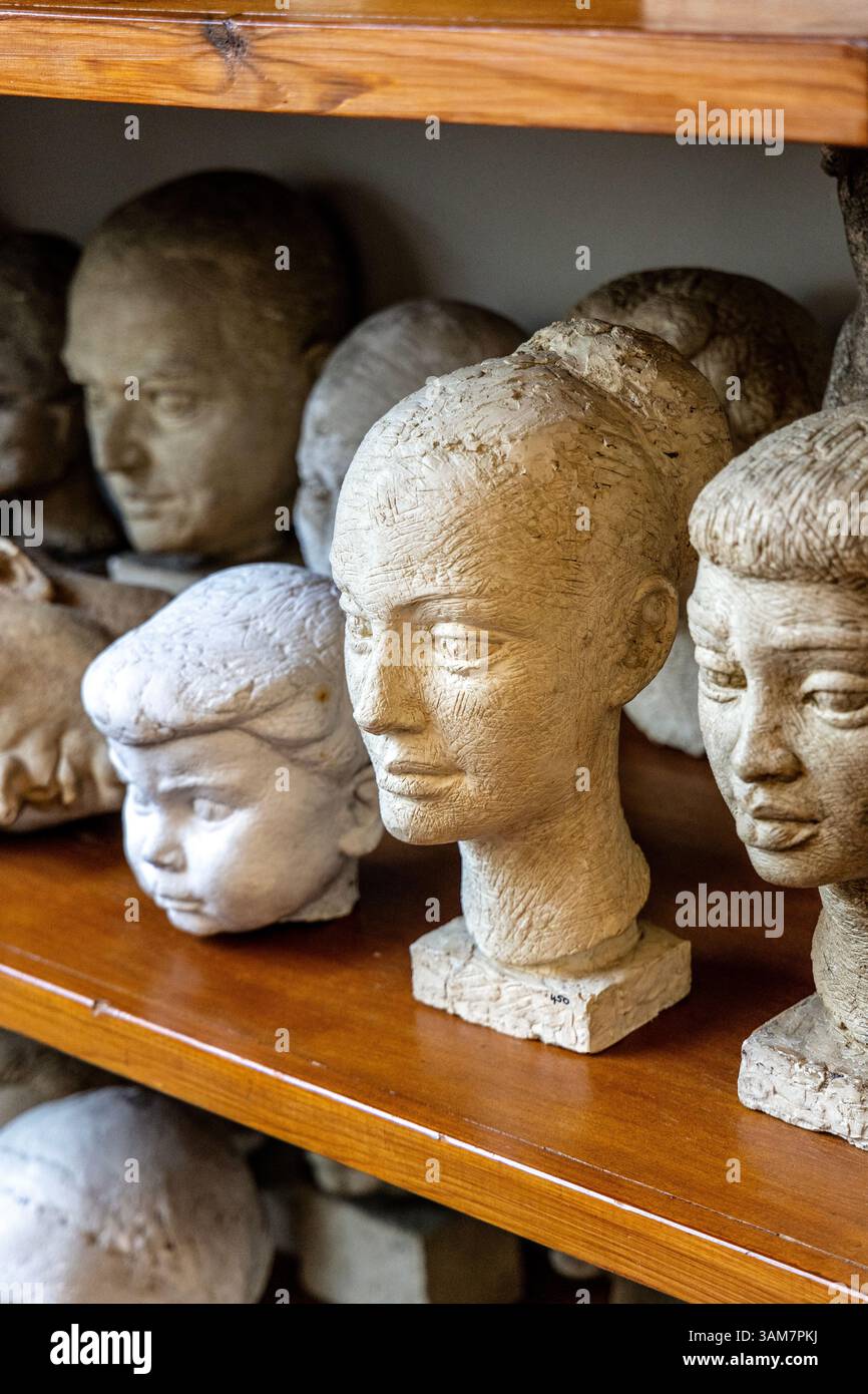 Head sculptures by artist Dora Gordine in the studio, now cafe, at ...