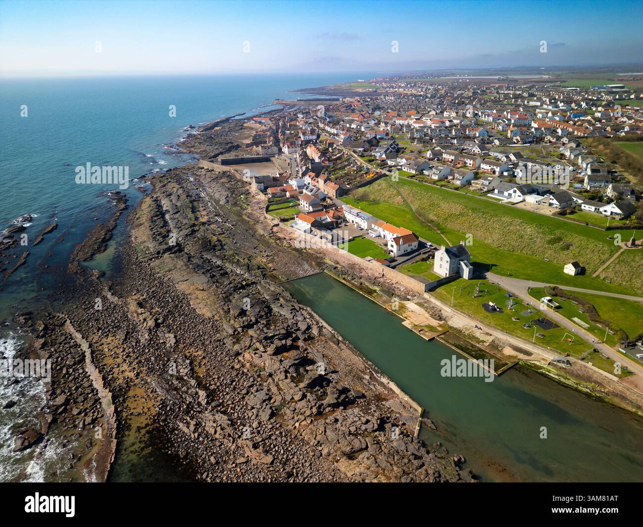 Aerial view from drone of Cellardyke Tidal Swimming Pool in Cellardyke ...