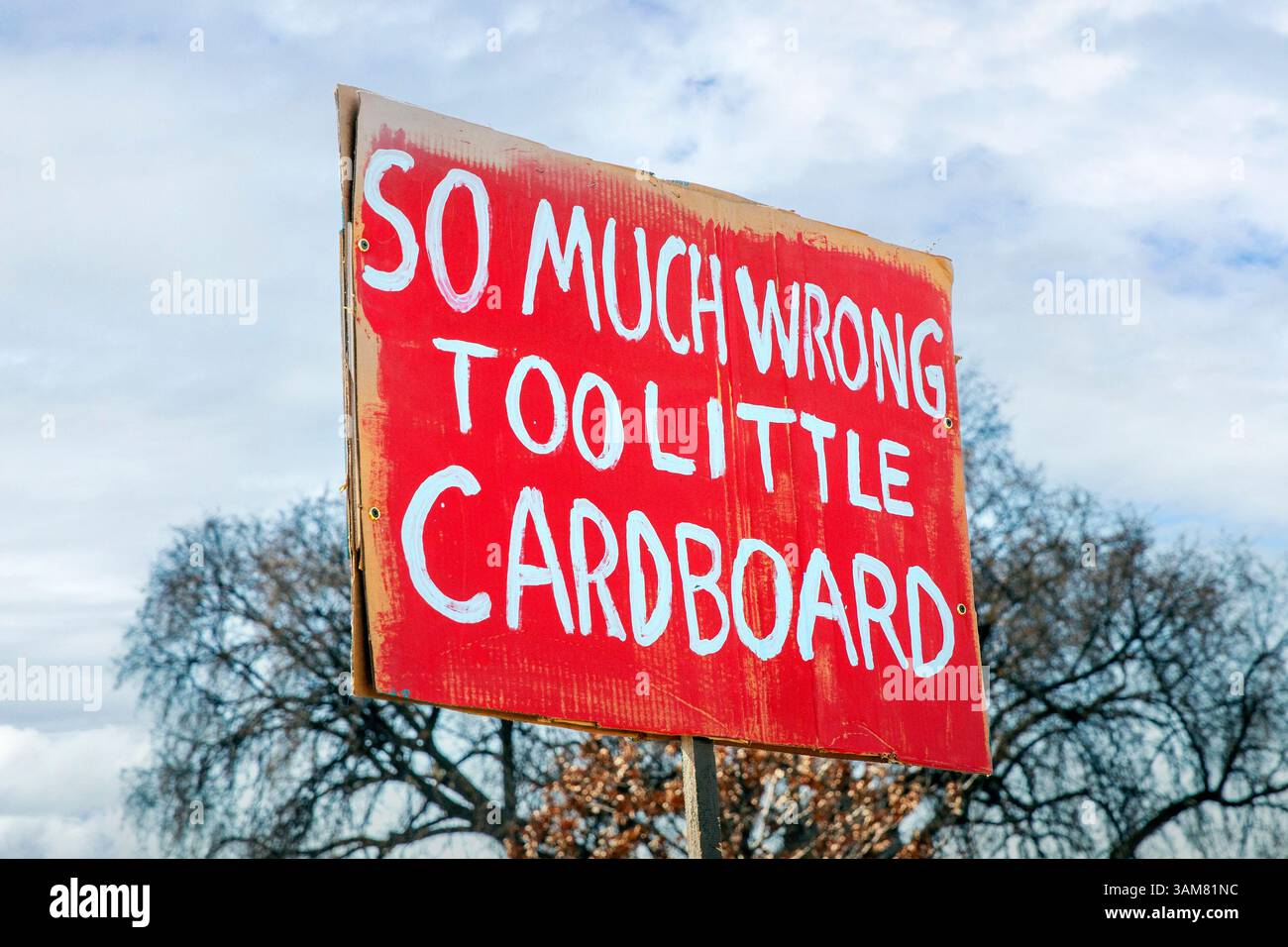A cardboard sign stating So Much Wrong, Too Little Cardboard at the ...