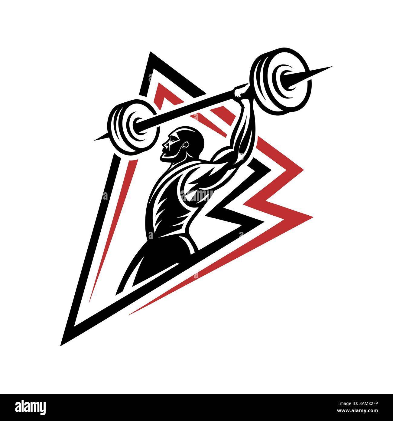 Powerful Weightlifter Lifting Barbell in Dynamic Logo Design, fitness workout concept Stock ...
