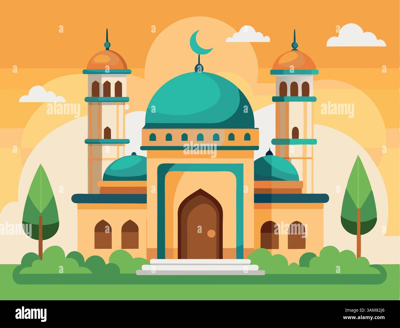 Colorful mosque background vector illustration Stock Vector Image & Art ...