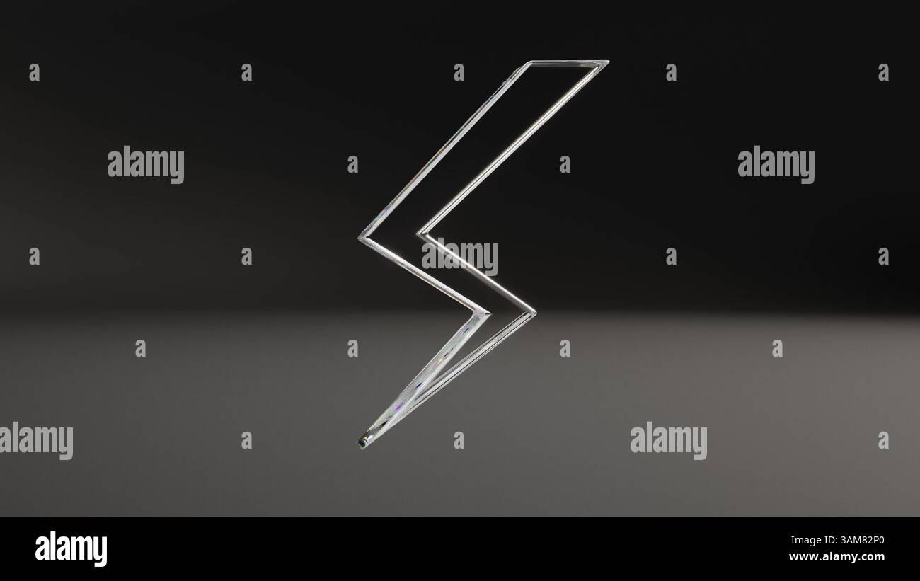 Glass Crystal Lightning Sign 3d render Stock Photo - Alamy
