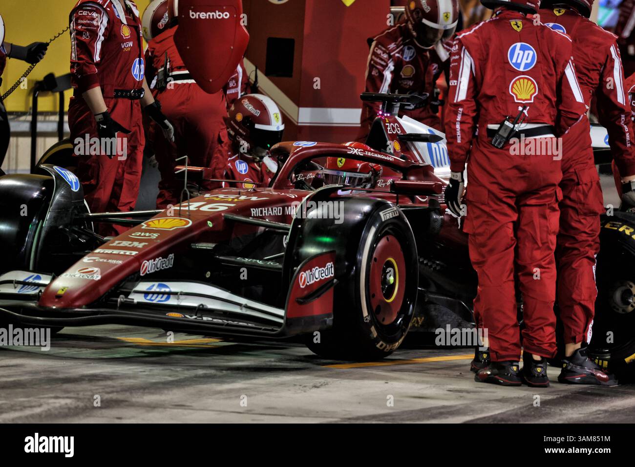 Charles Leclerc (MON) Ferrari SF-25 makes a pit stop. 13.04.2025 ...