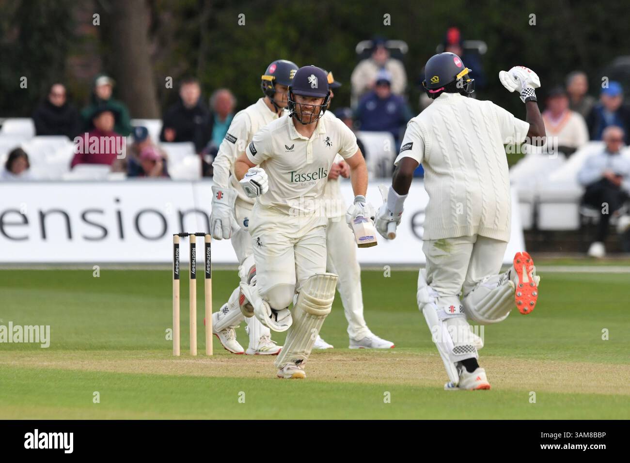 Canterbury, England. 13th Apr 2025. Ben Compton celebrates scoring a ...