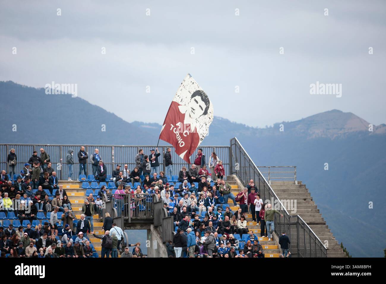 Como, Italy. 13th Apr, 2025. Torino FC fans during the Italian Serie A ...