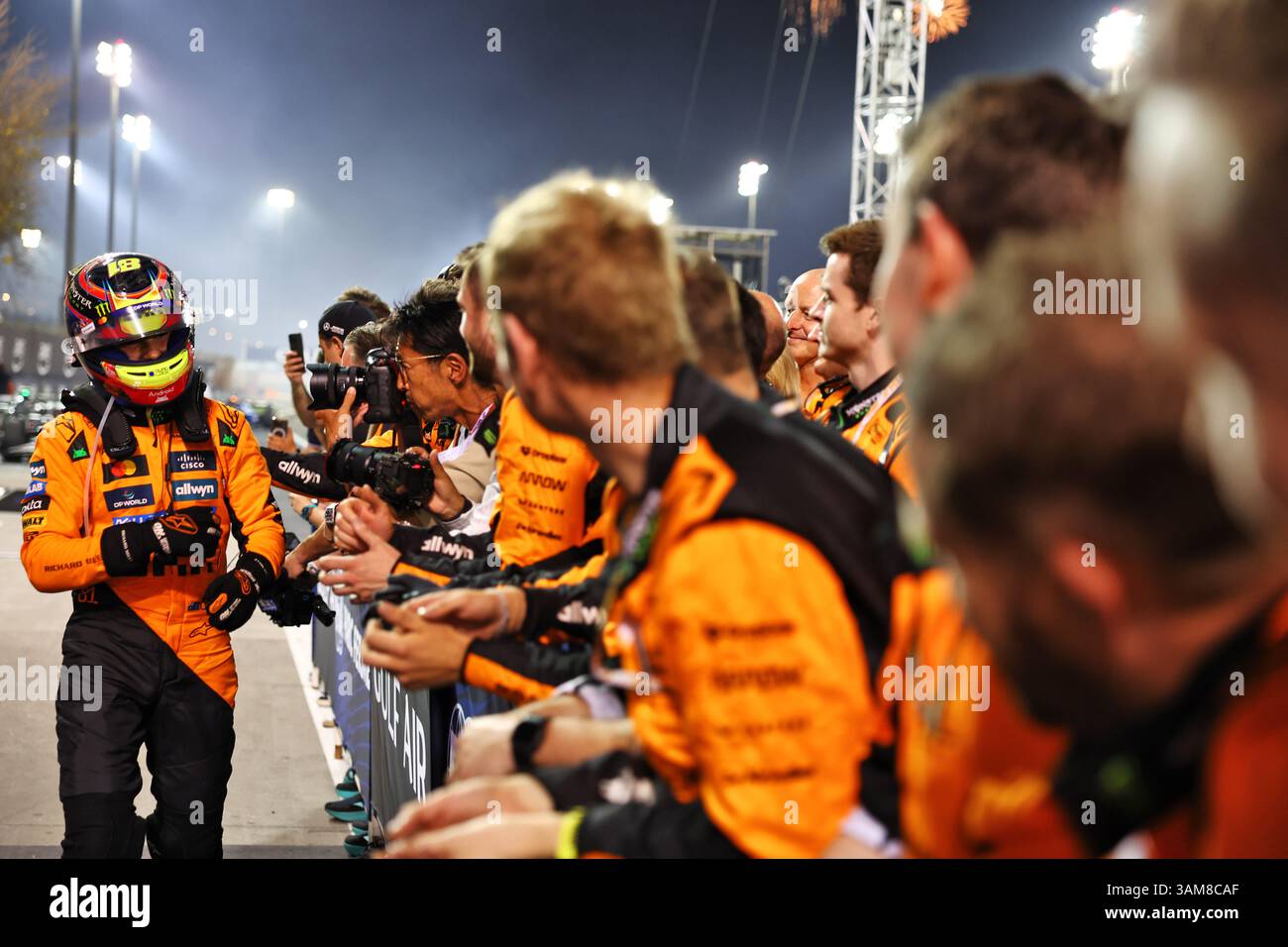 Sakhir, Bahrain. 13th Apr, 2025. Race winner Oscar Piastri (AUS ...