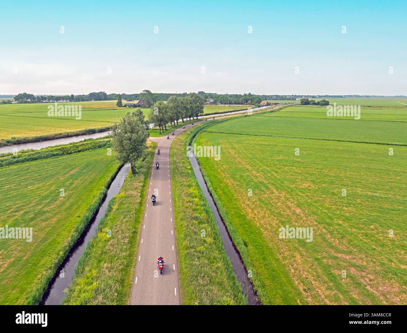 Aerial from the eleven cities motorcycle tour in Friesland the ...