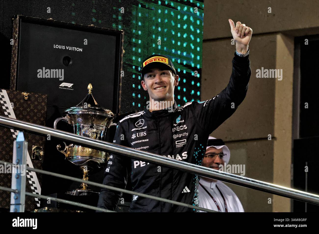 Sakhir, Bahrain. 13th Apr, 2025. George Russell (GBR) Mercedes AMG F1 ...