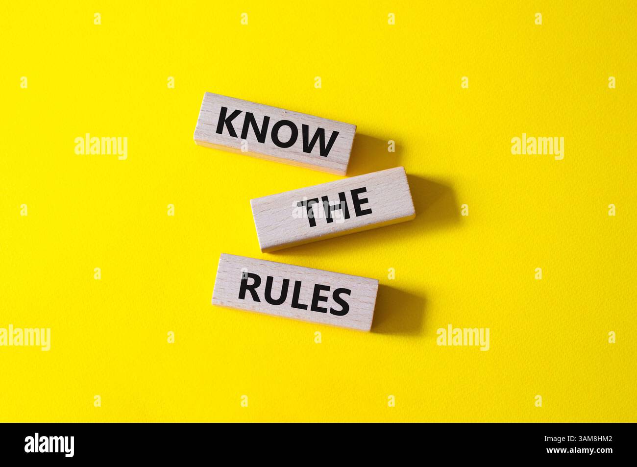 Know the rules symbol. Wooden blocks with words Know the rules ...