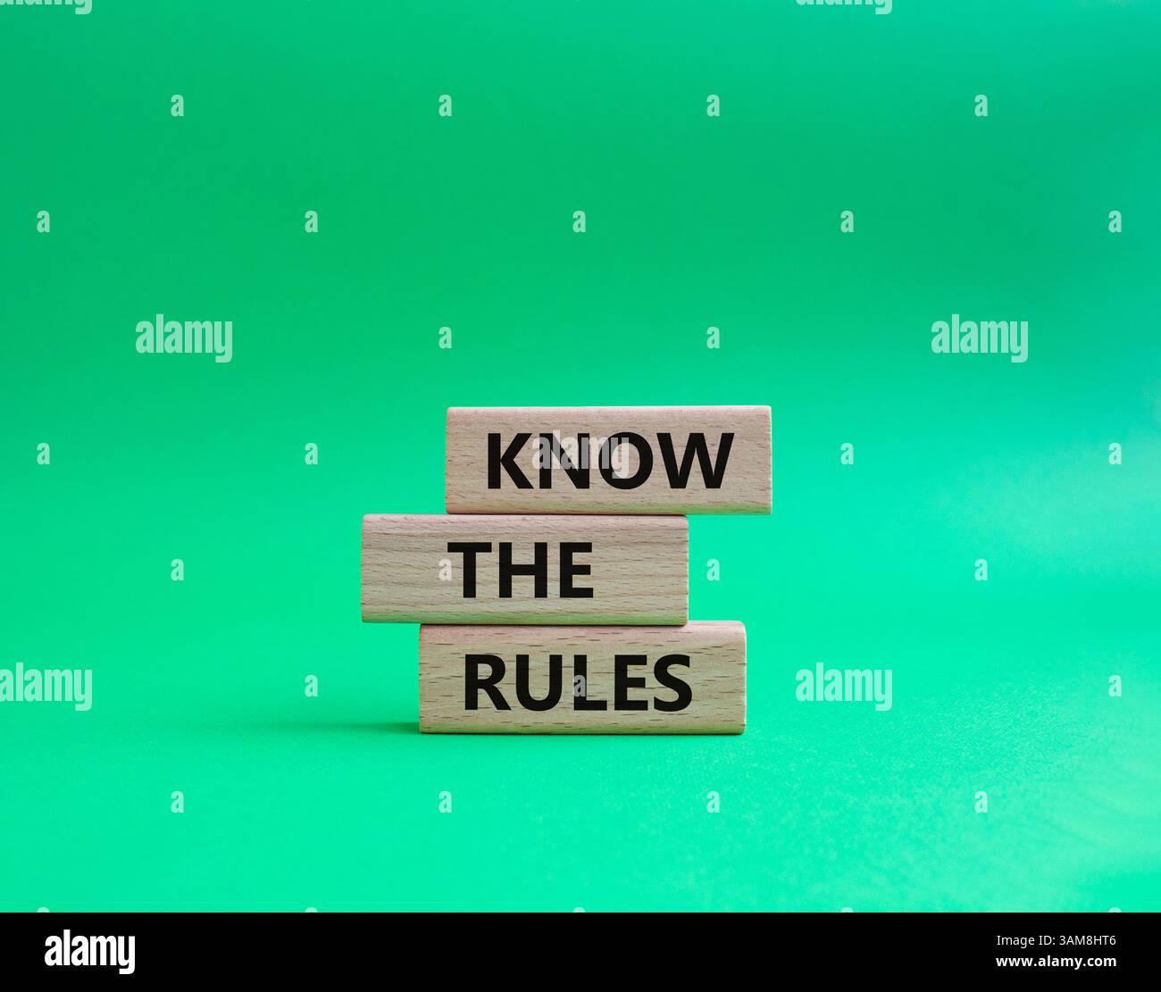 Know the rules symbol. Wooden blocks with words Know the rules ...
