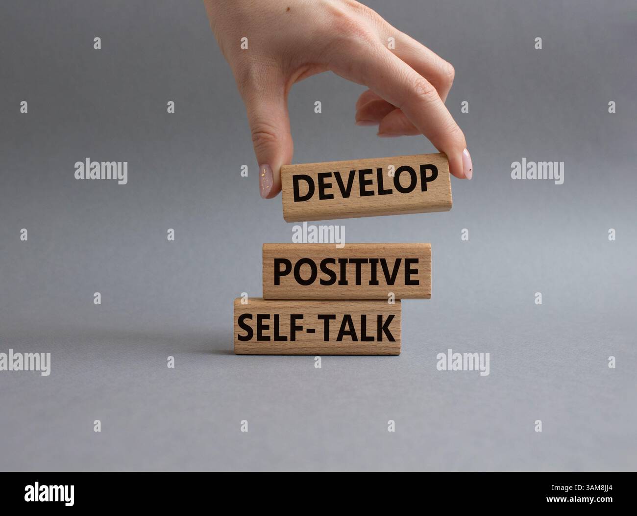 Develop positive self-talk symbol. Concept words Develop positive self ...