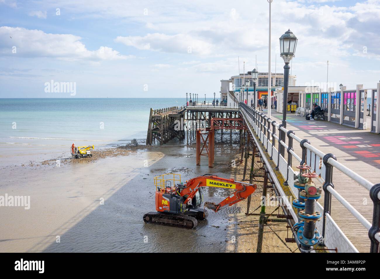 Repair work to Worthing Pier in West Sussex,England, UK. Originally ...