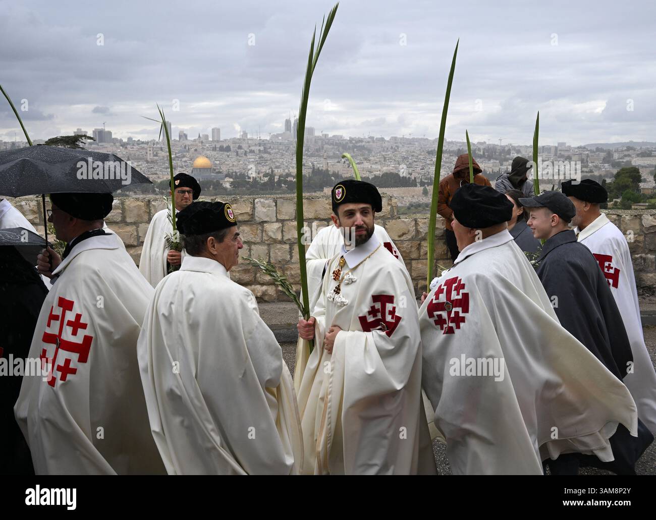 Christians wave olive and palm branches during the traditional Palm ...