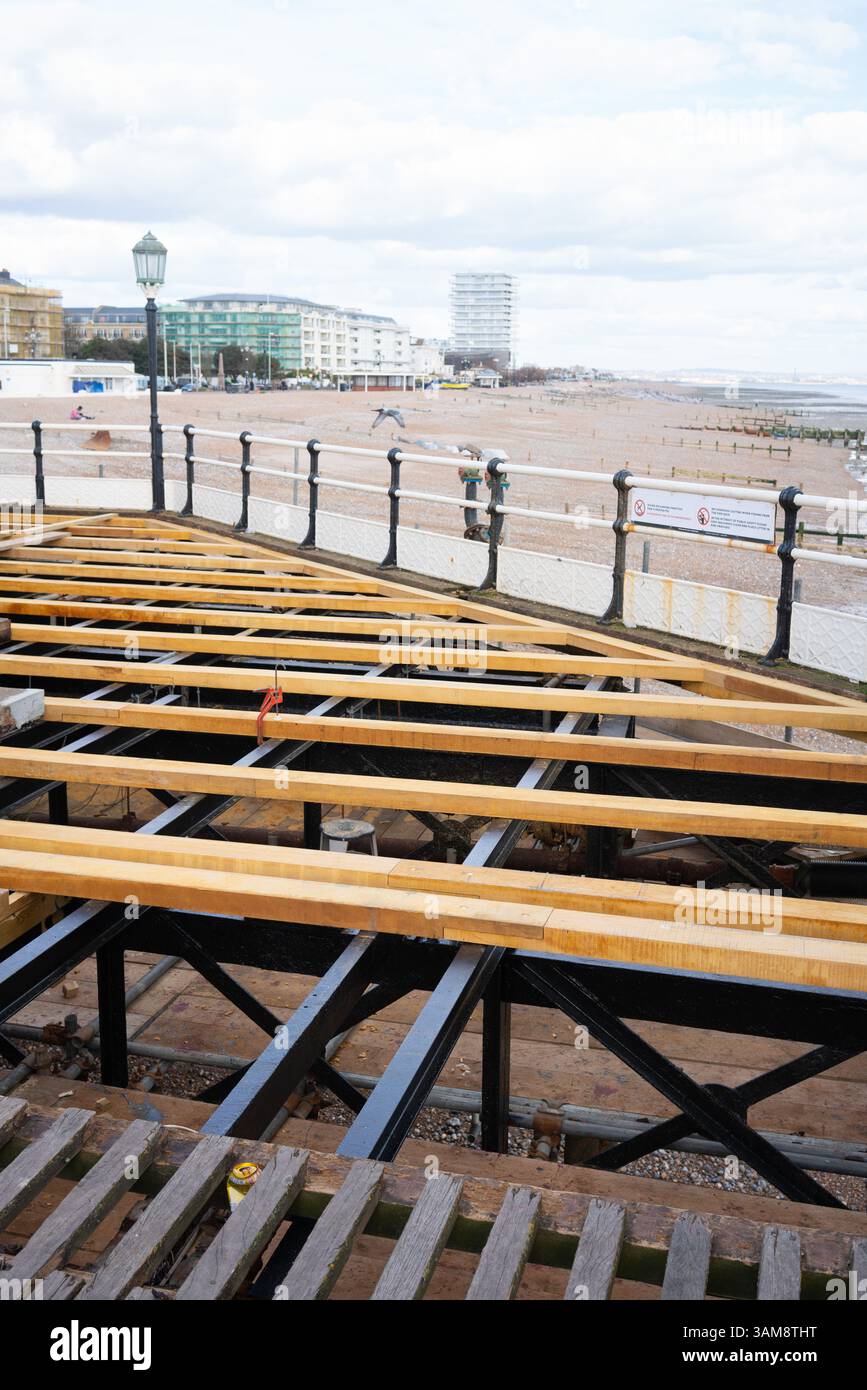 Repair work to Worthing Pier in West Sussex,England, UK. Originally ...