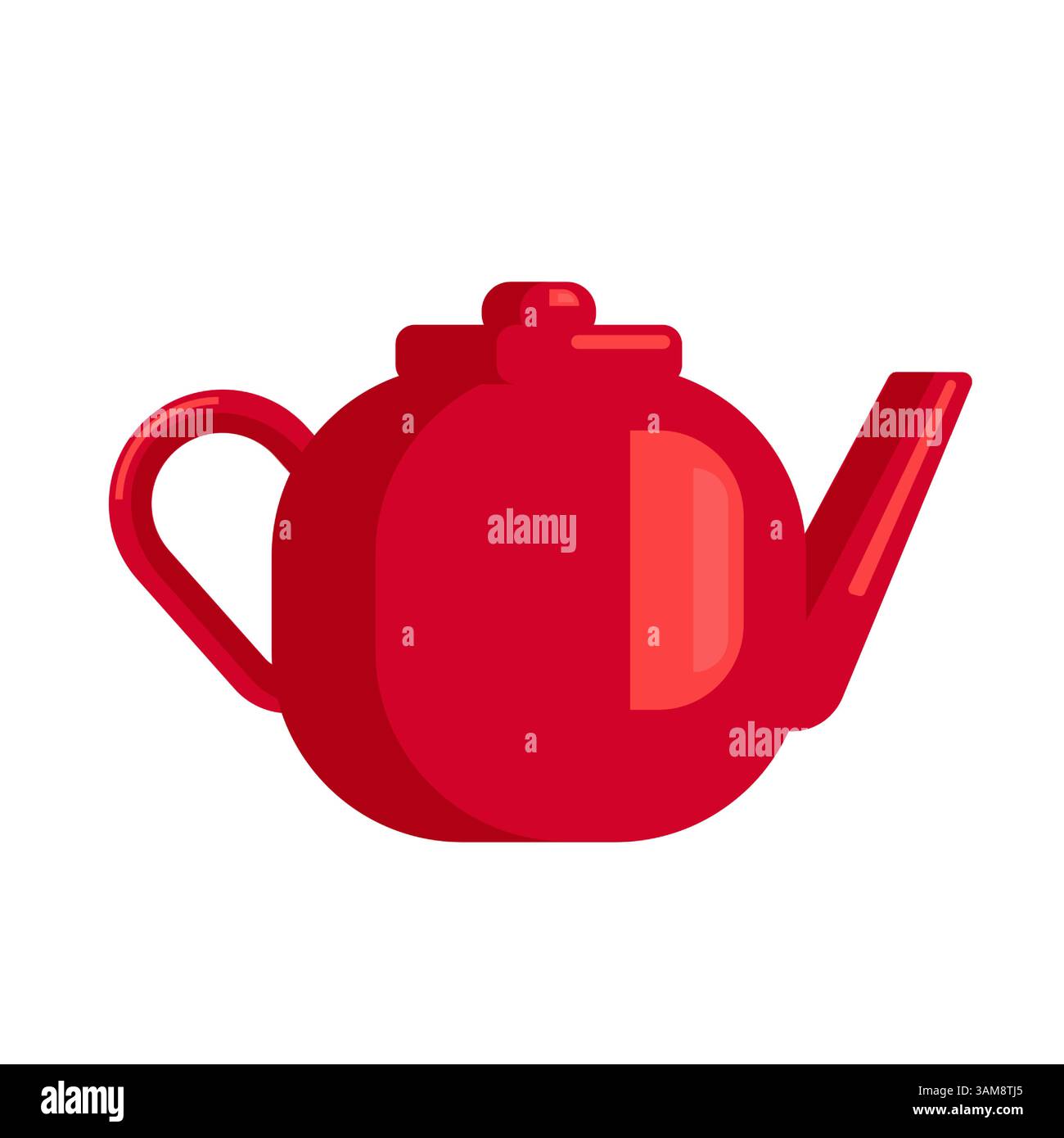 Bright red teapot. Flat vector illustration. Perfect for bright design ...