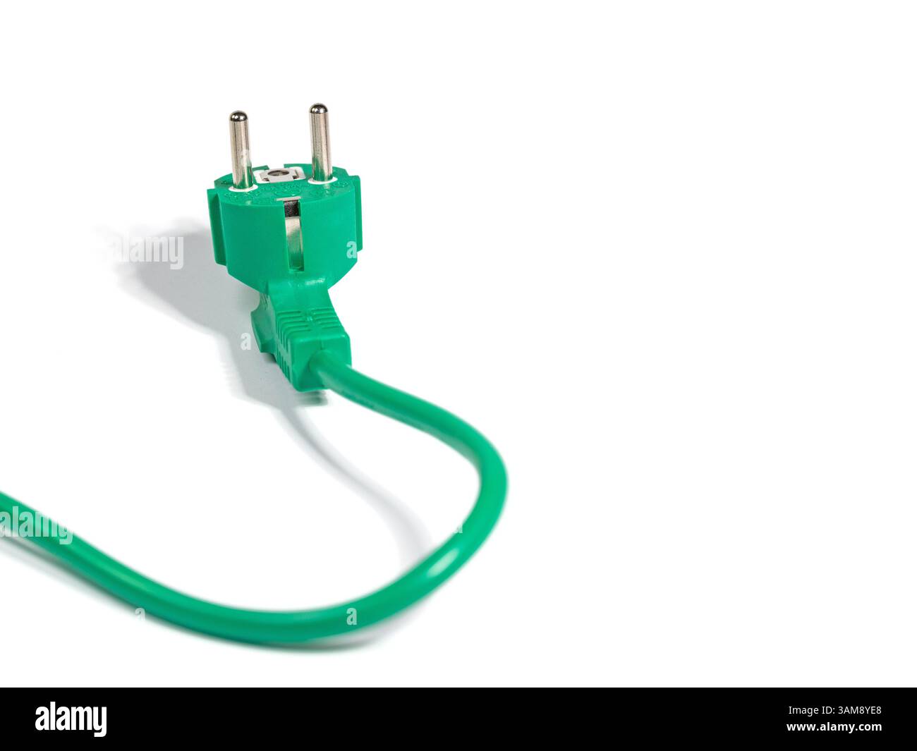 Green power cable against white background Stock Photo - Alamy