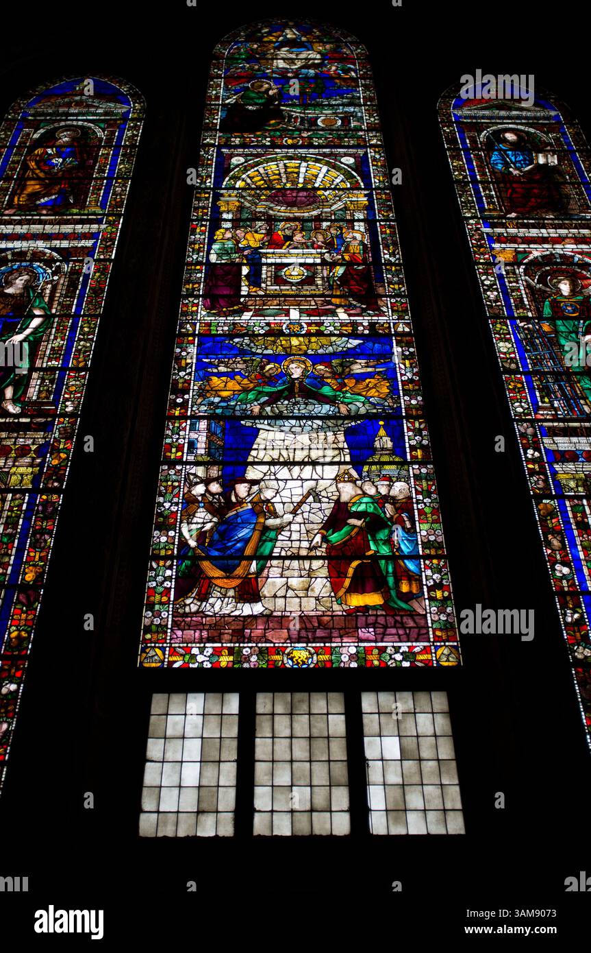 May 1, 2014 - Florence, Italy - Stained glass windows in the Basilica ...