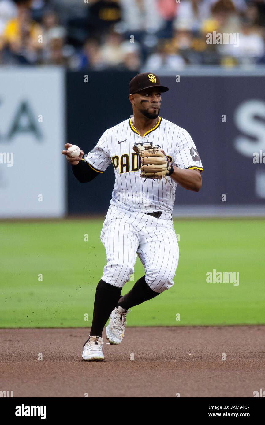 San Diego Padres shortstop Xander Bogaerts prepares to throw to first ...