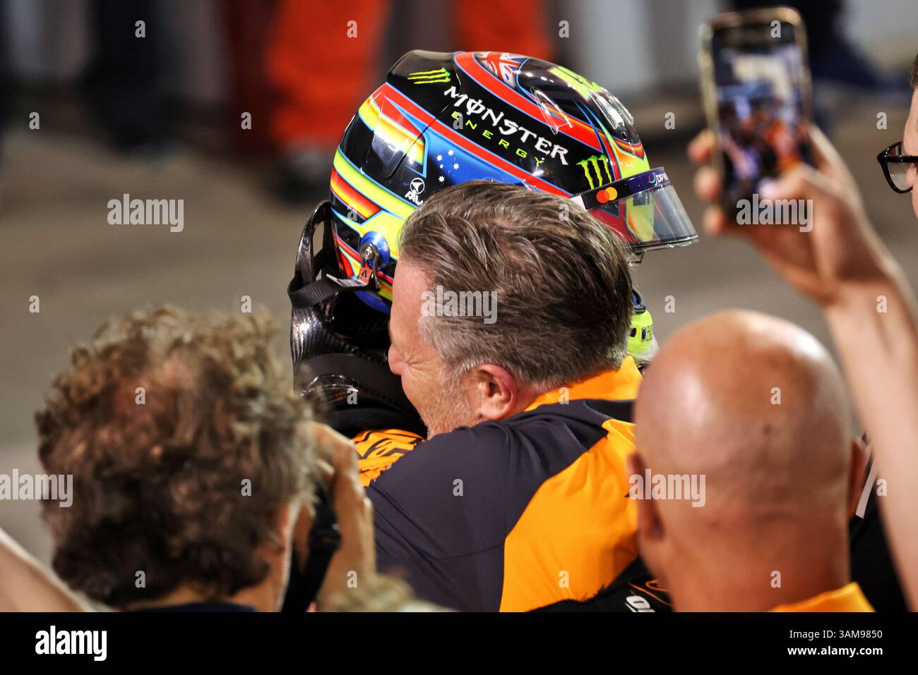 Sakhir, Bahrain. 13th Apr, 2025. Race winner Oscar Piastri (AUS ...