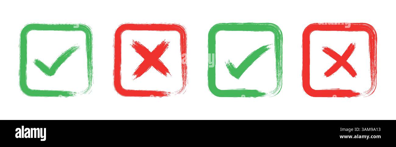Check marks doodle set. Check and cross mark. Hand drawn doodle sketch ...