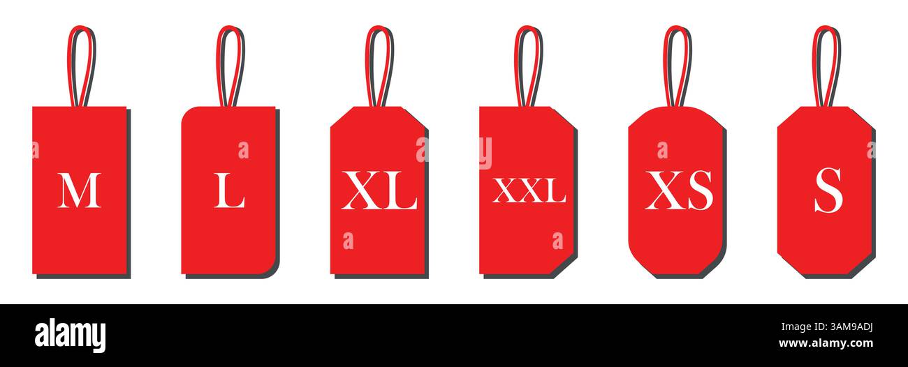 Set of Size clothing labels. Vector illustration isolated on white ...