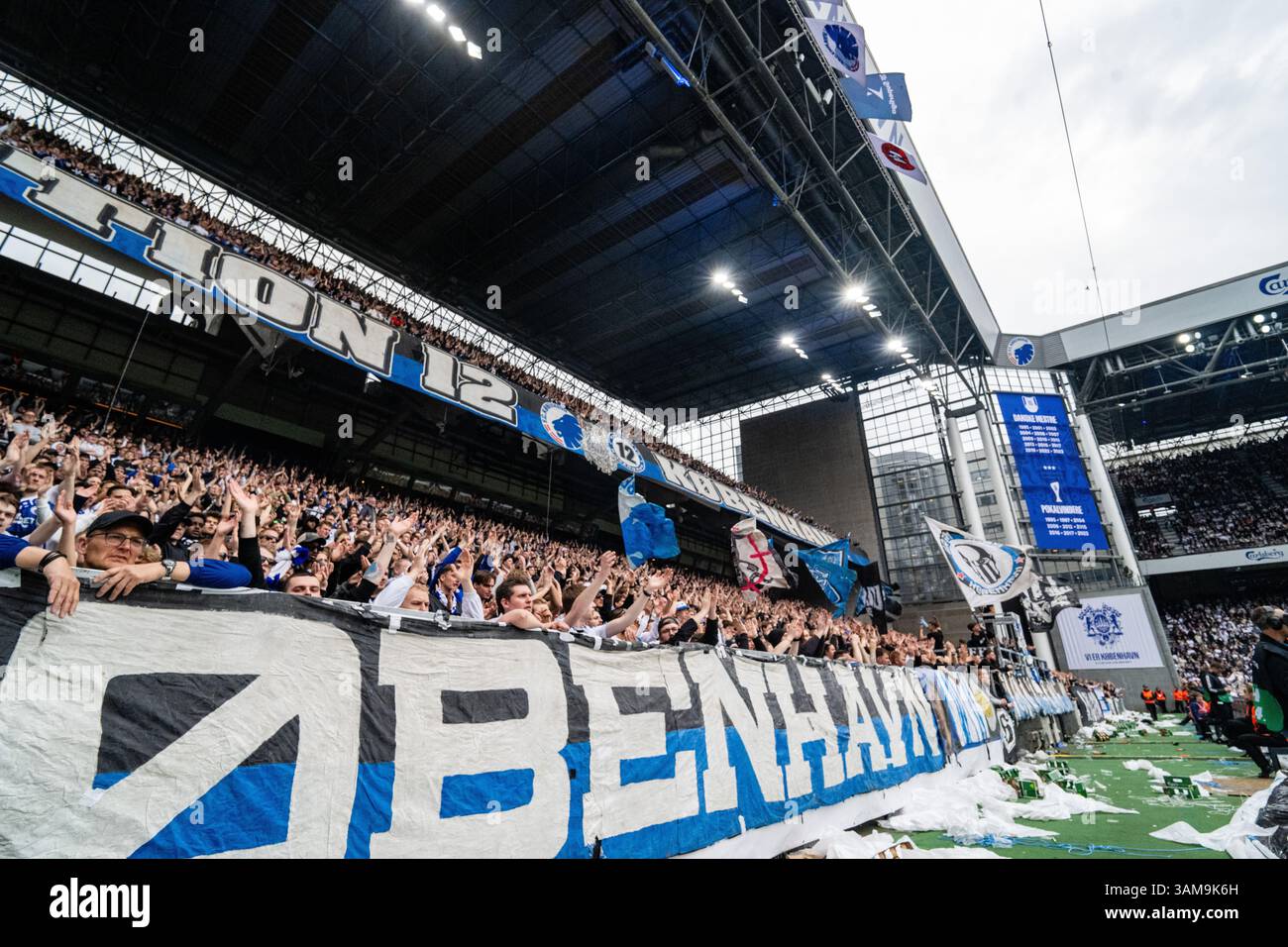 Copenhagen, Denmark. 13th Apr, 2025. Football fans of FC Copenhagen ...