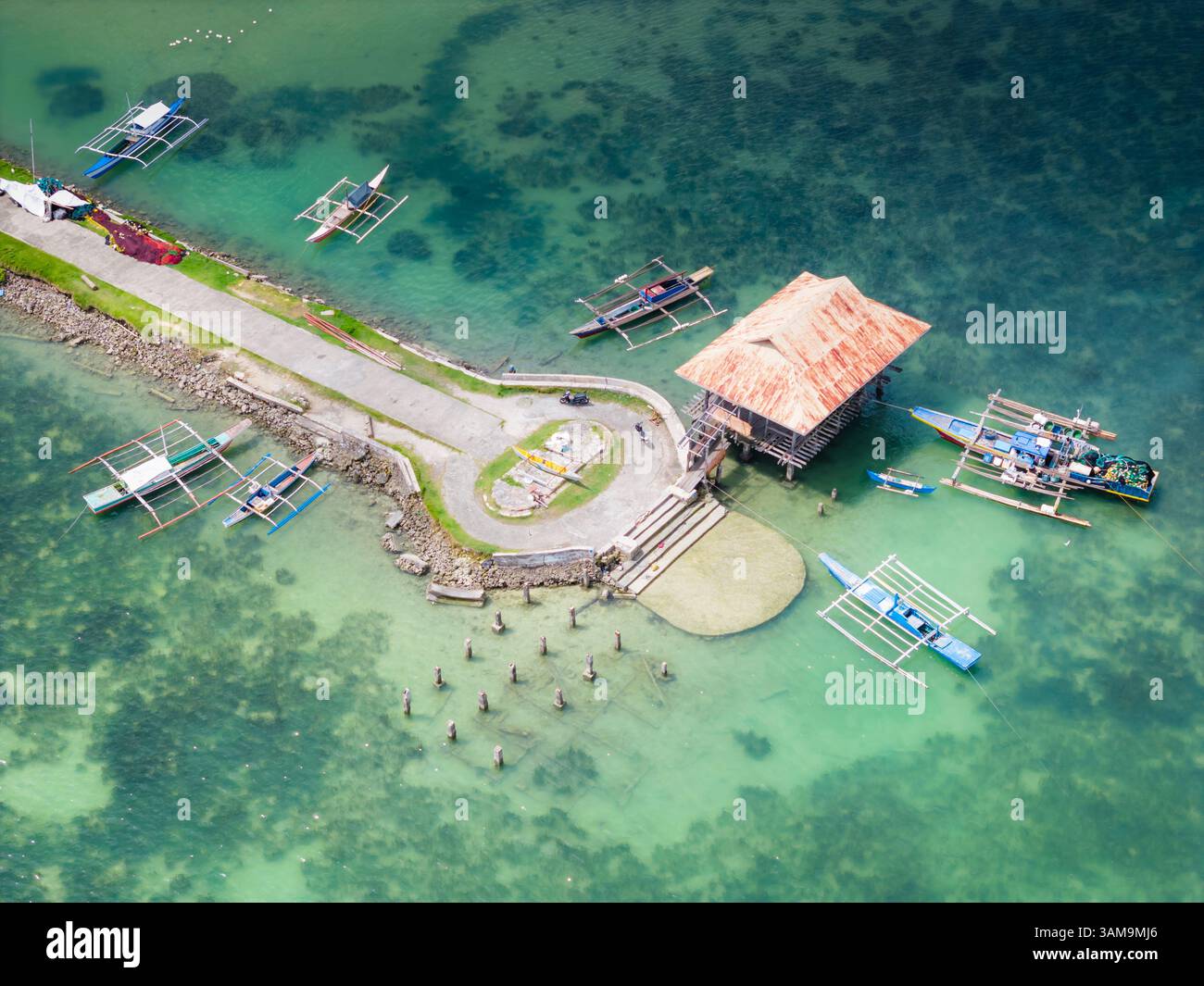 Traditional Filipino boat dock in Dauis town in Panglao, Bohol island ...