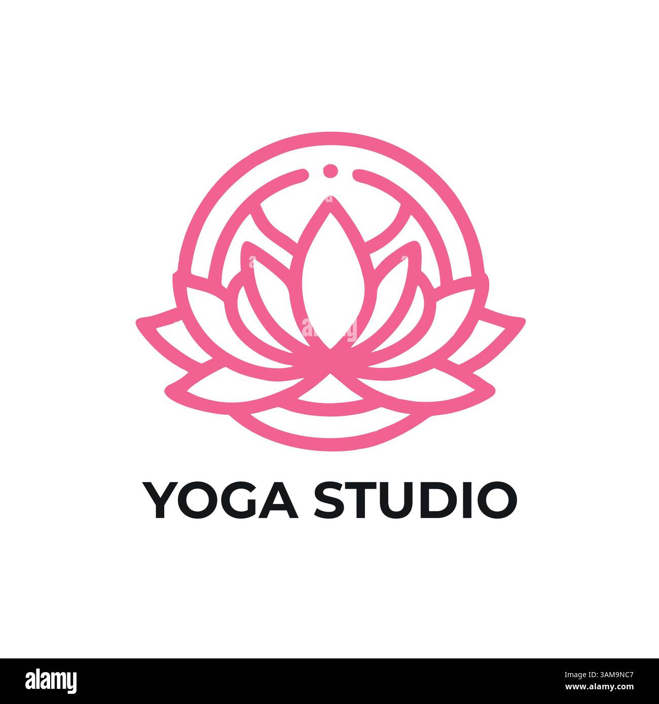 A minimalist pink lotus logo design representing tranquility and ...