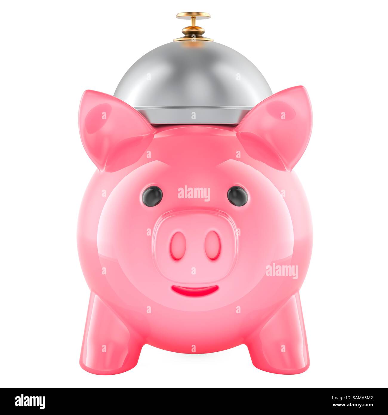 Piggy bank shaped as a hospitality servicing bell. Savings in booking ...