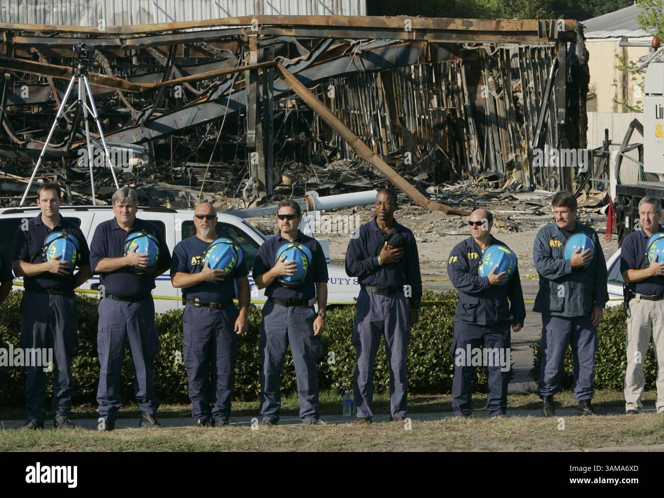 Firefighters in fire trucks lining hi-res stock photography and images ...
