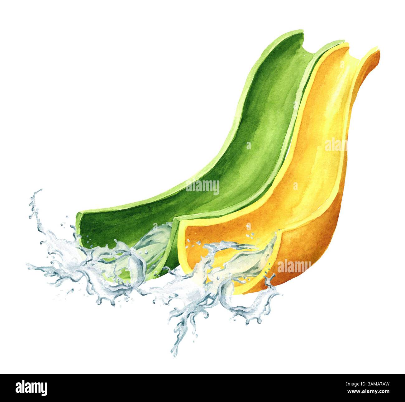 Water slides. Hand drawn watercolor illustration isolated on white ...