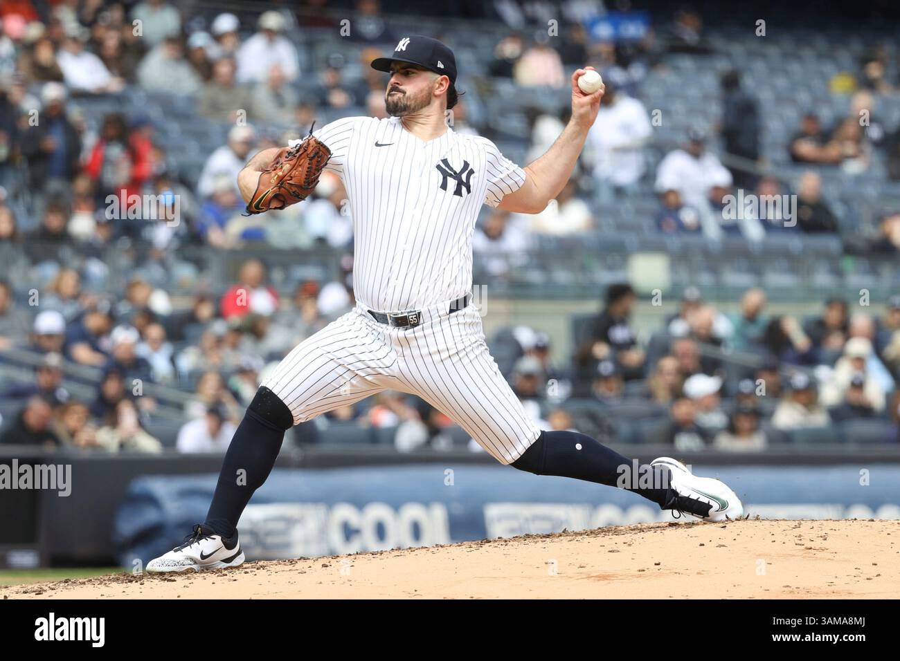 New York Yankees Carlos Rodón Pitches During The Second Inning Of A