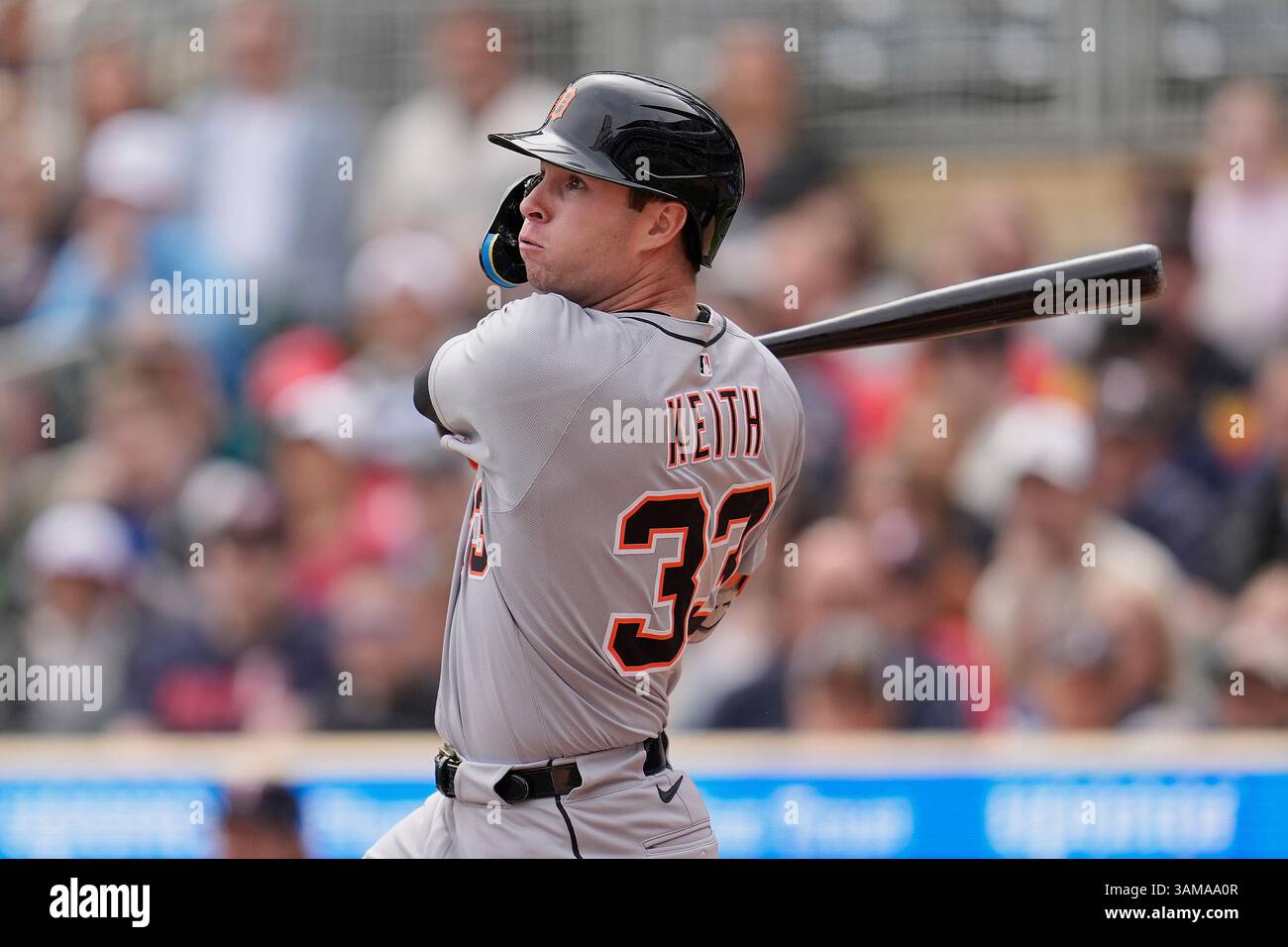 Detroit Tigers' Colt Keith (33) bats during the first inning of a ...