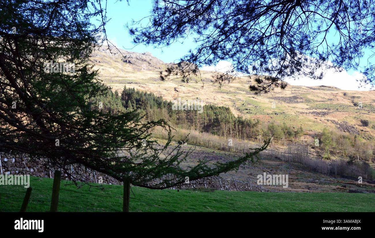 Cockley Beck, Cumbria, UK, 13th April, 2025. Sunshine on the fells with ...