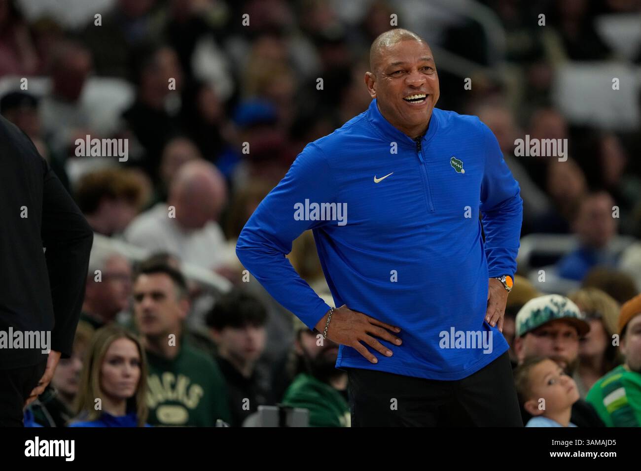 Milwaukee Bucks head coach Doc Rivers smiles during the first half of ...
