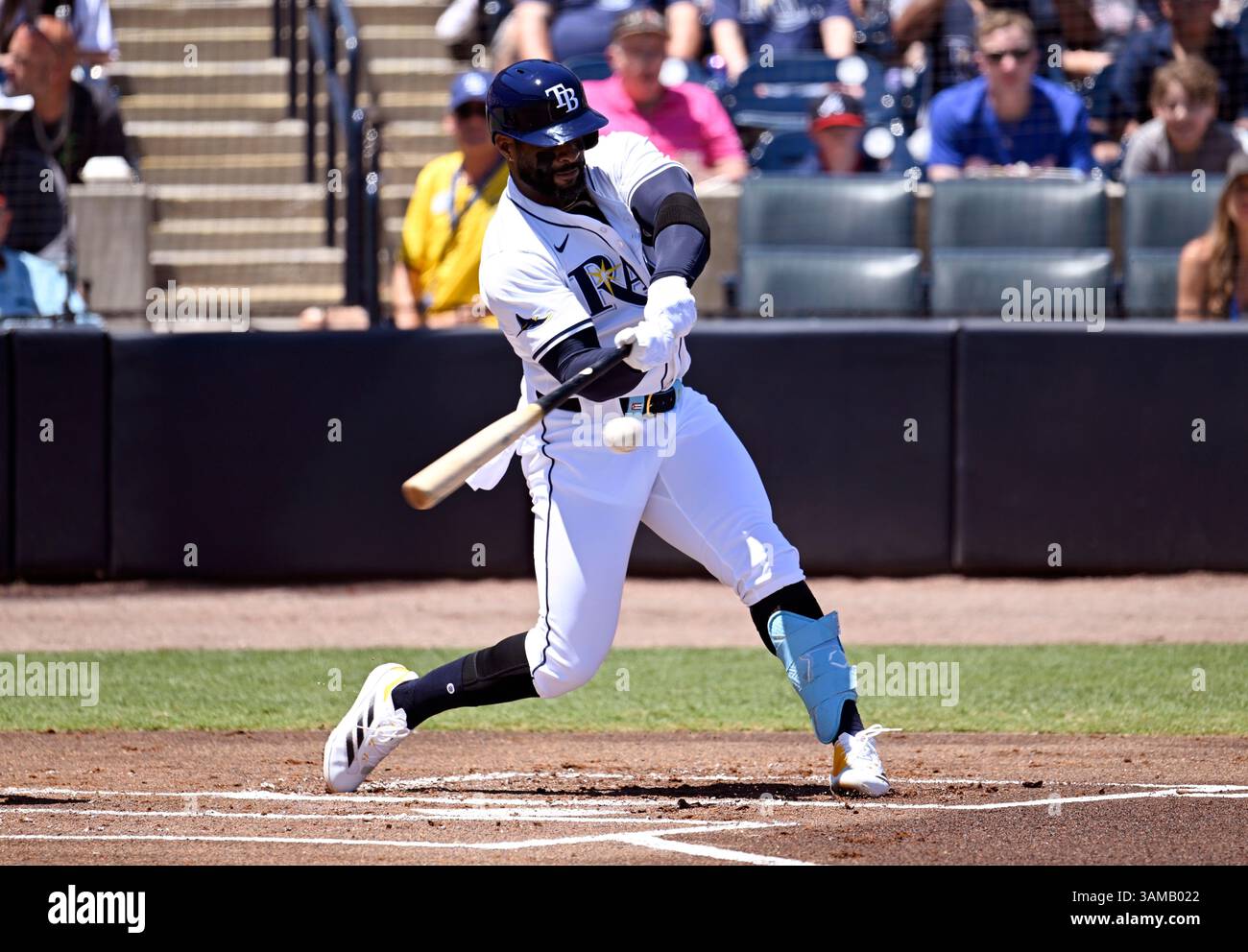Tampa Bay Rays' Yandy Díaz hits a home run during the first inning of a ...