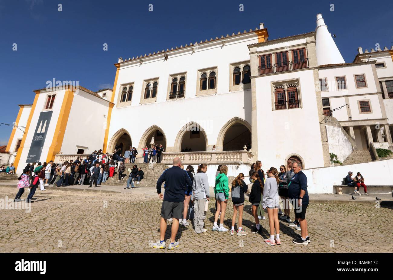 Tourism in Lisbon, Portugal Tourists visit Sintra palace in Lisbon, Portugal on April 07, 2025 ...
