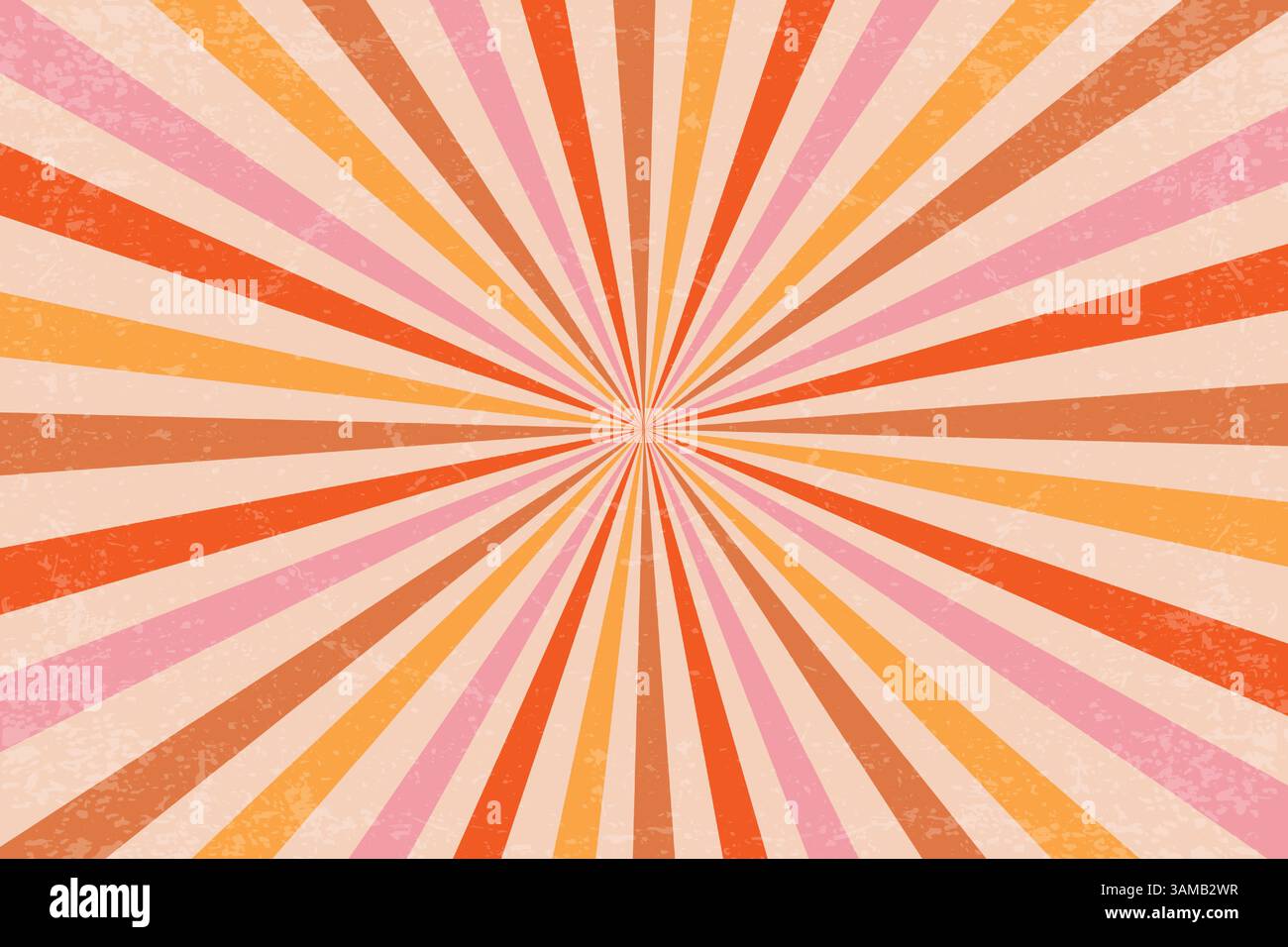 Retro pattern with groovy sun beams. Radial rays with grunge texture ...