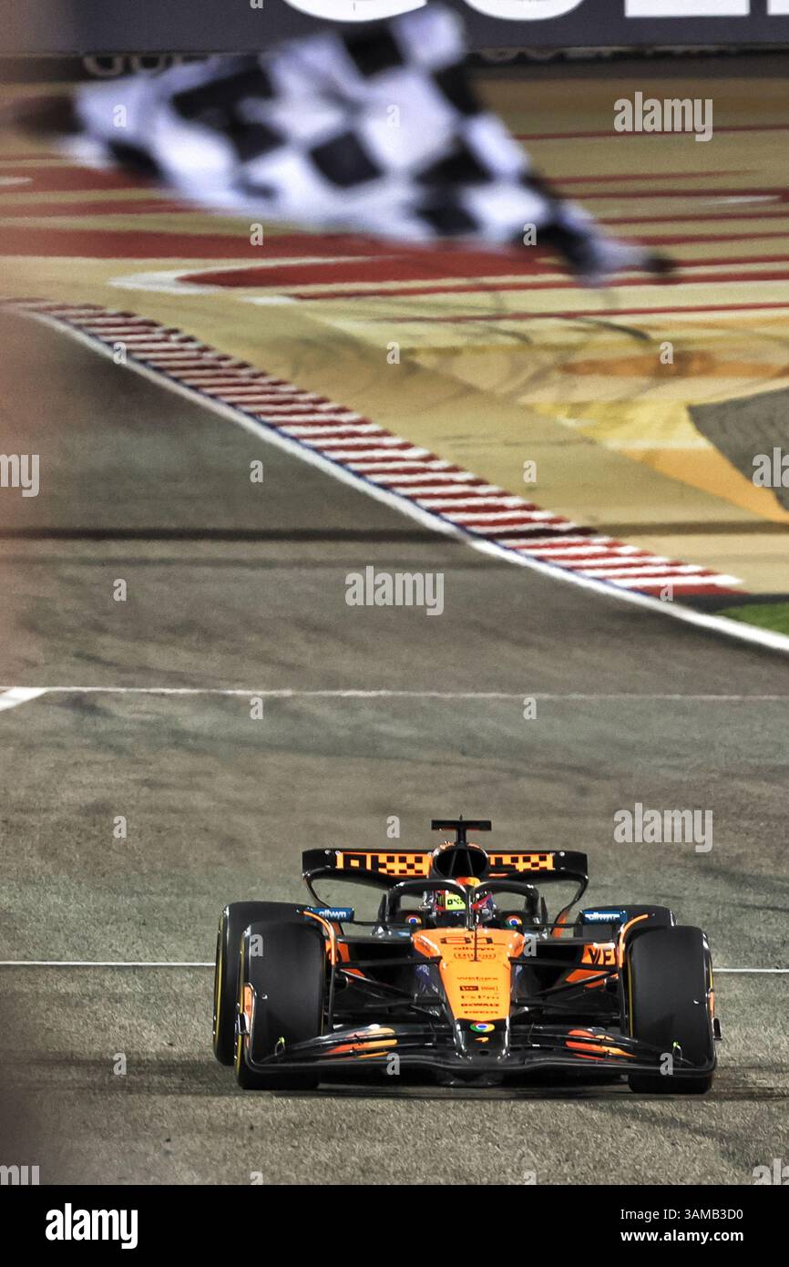 Sakhir, Bahrain. 13th Apr, 2025. Race winner Oscar Piastri (AUS ...