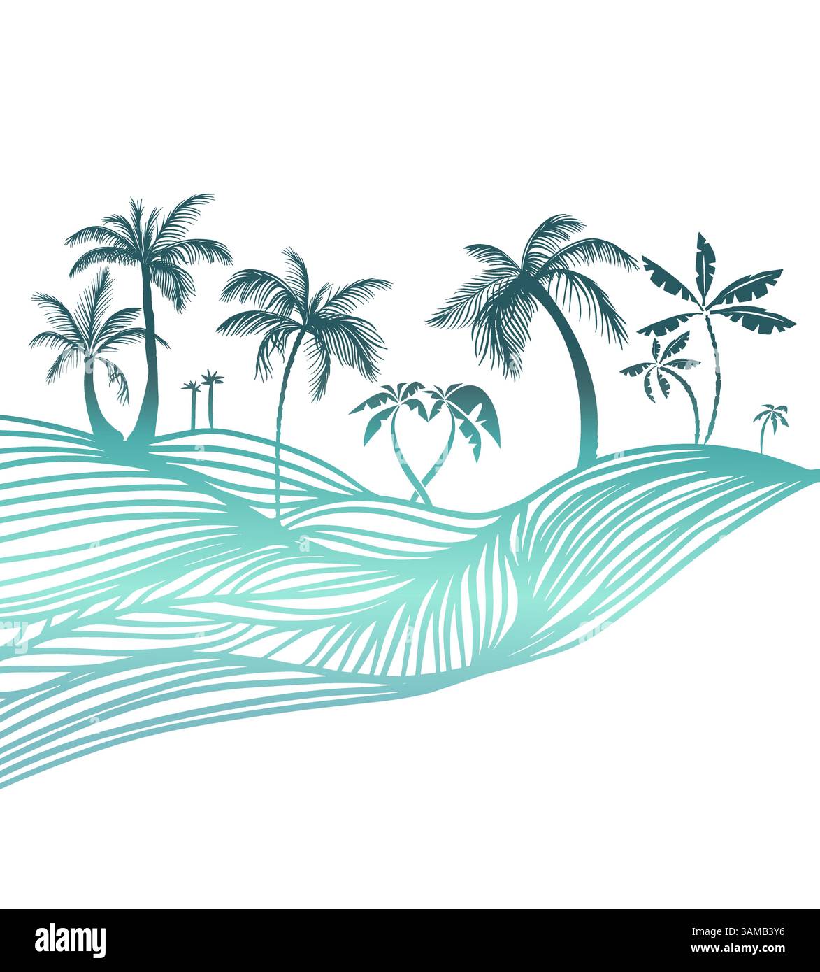 Hello summer . Blue palm trees horizontal background. Not AI, Vector ...