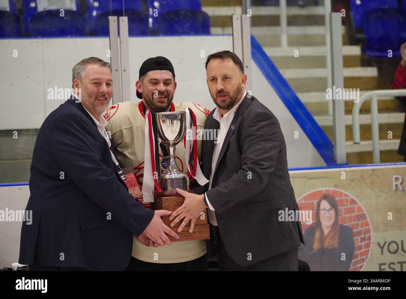 Sheffield, England, 13 April 2025. Presentation of the cup and medals ...