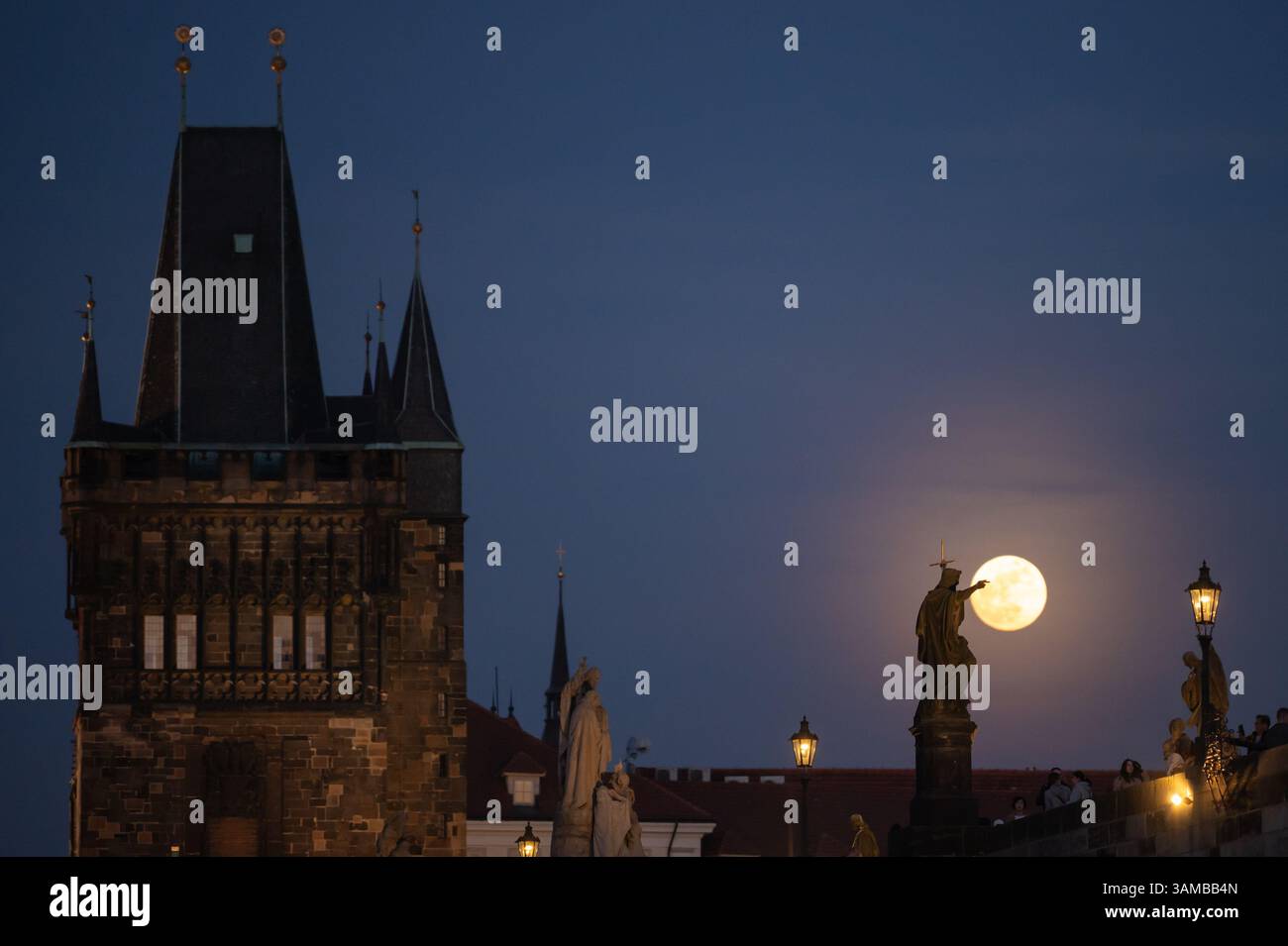 Prague, Czech Republic. 12th Apr, 2025. The full moon of April known as ...