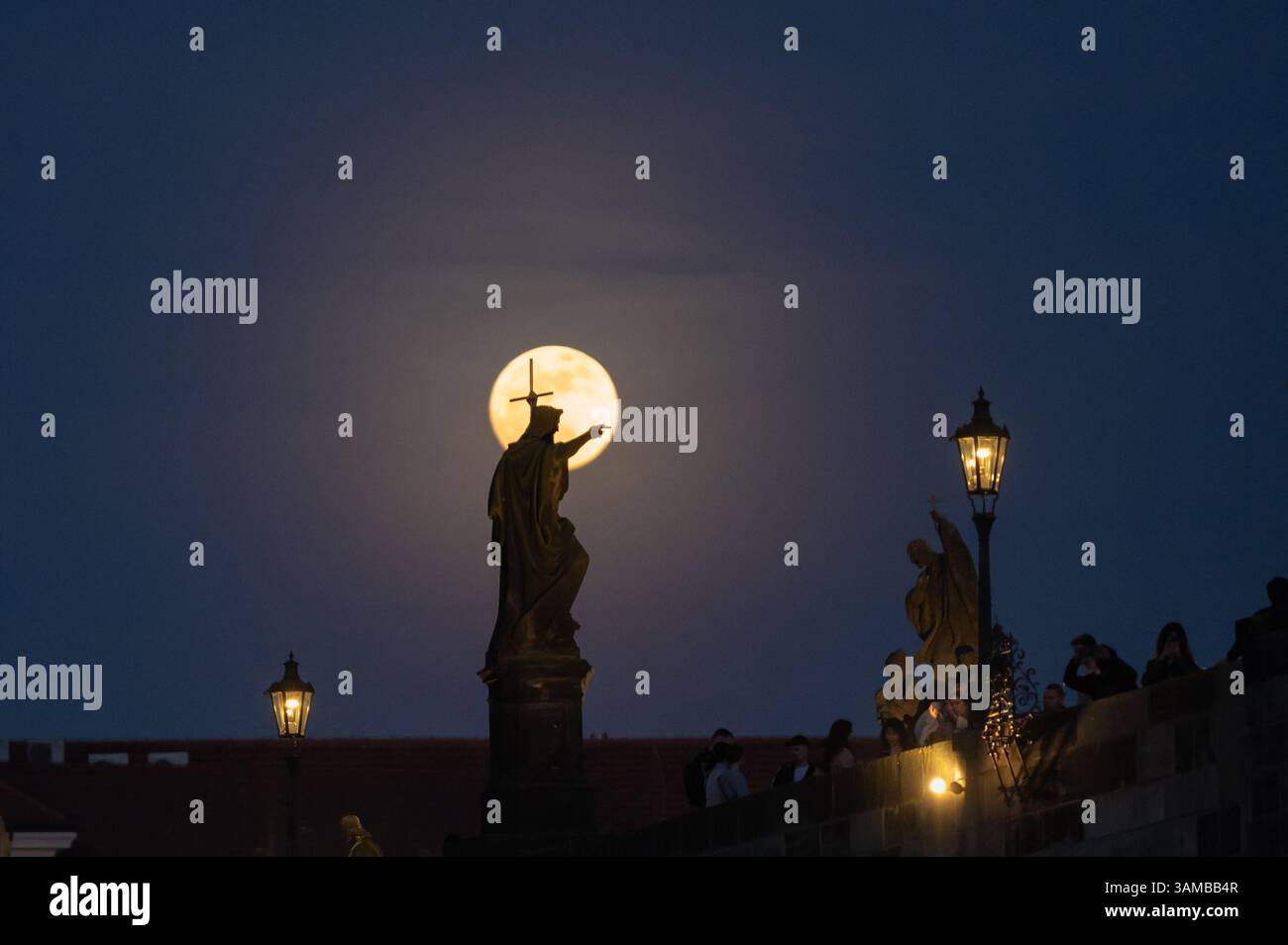 Prague, Czech Republic. 12th Apr, 2025. The full moon of April known as ...