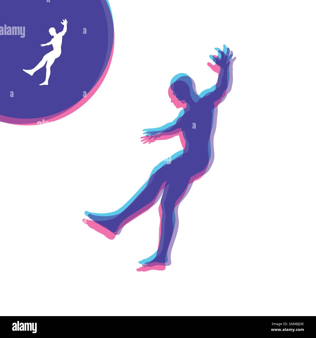 Person slipping and falling. Silhouette of a Man Fallen Down. Vector ...