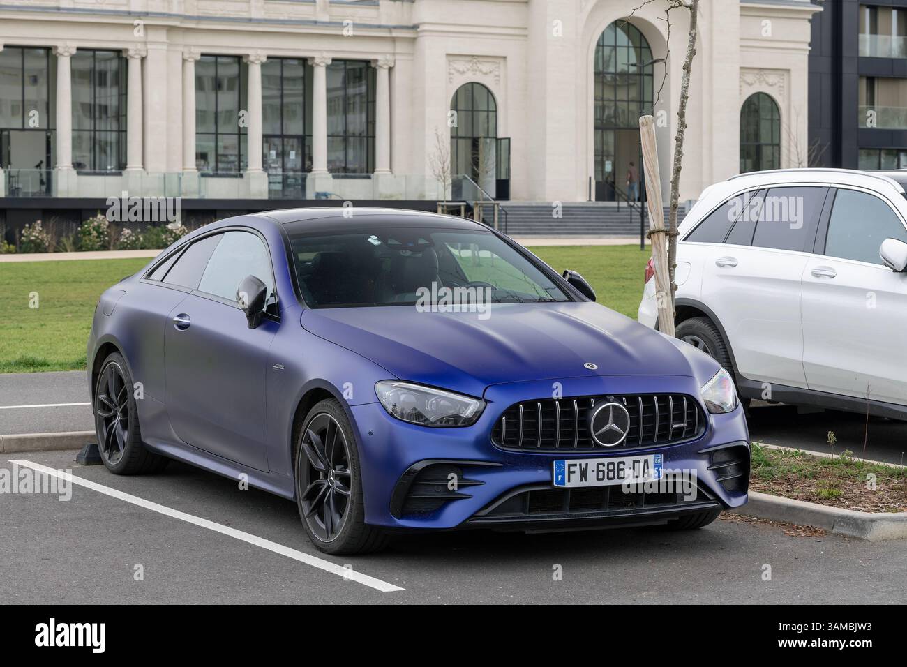 Nancy, France - View on a matte blue Mercedes-AMG E53 4Matic+ parked on ...
