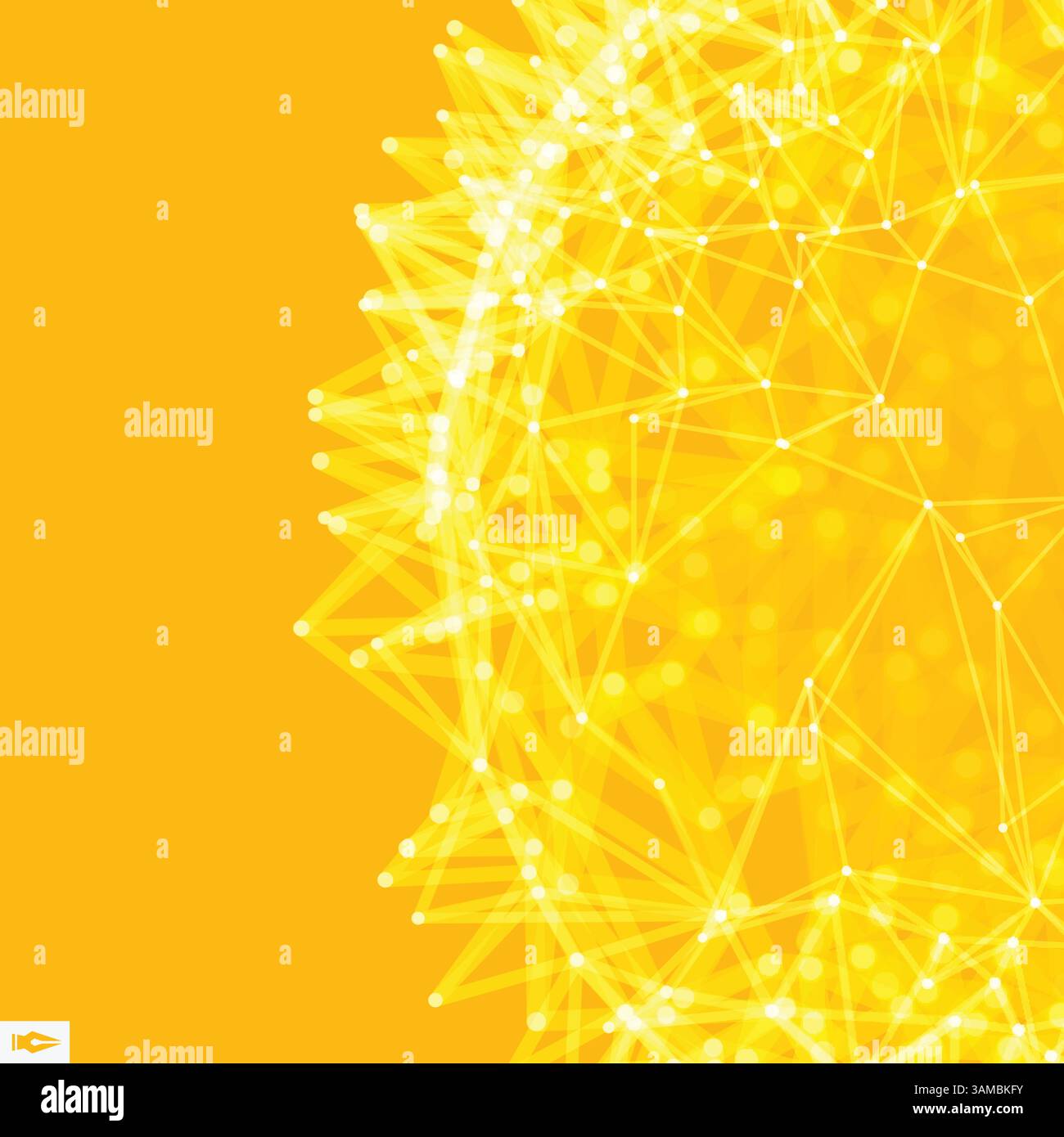 Scientific illustration with connected lines and dots. Luminous ...