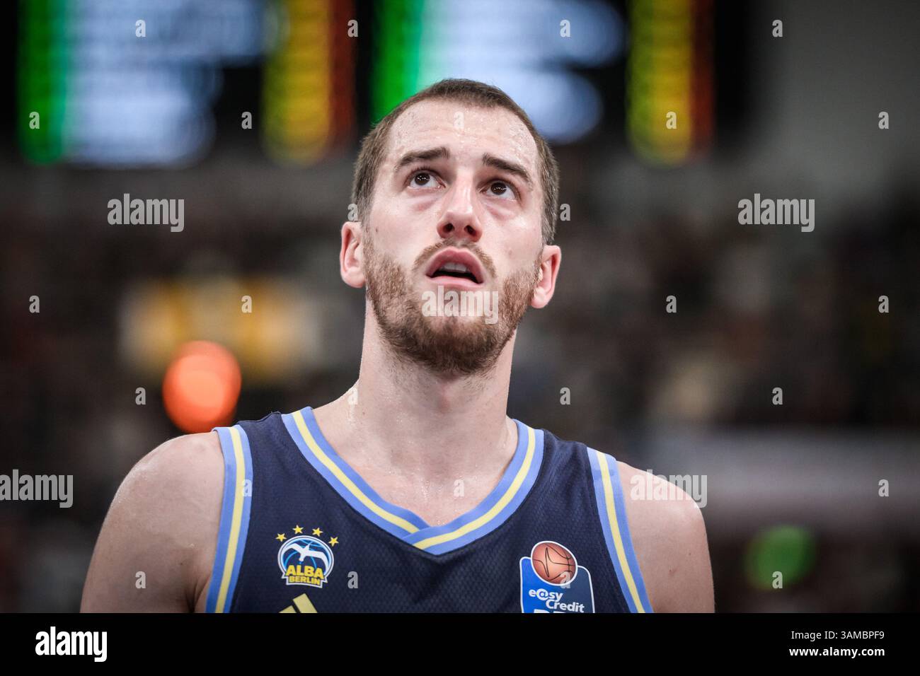 Ludwigsburg, Deutschland. 13th Apr, 2025. Matt Thomas (ALBA Berlin, #11 ...