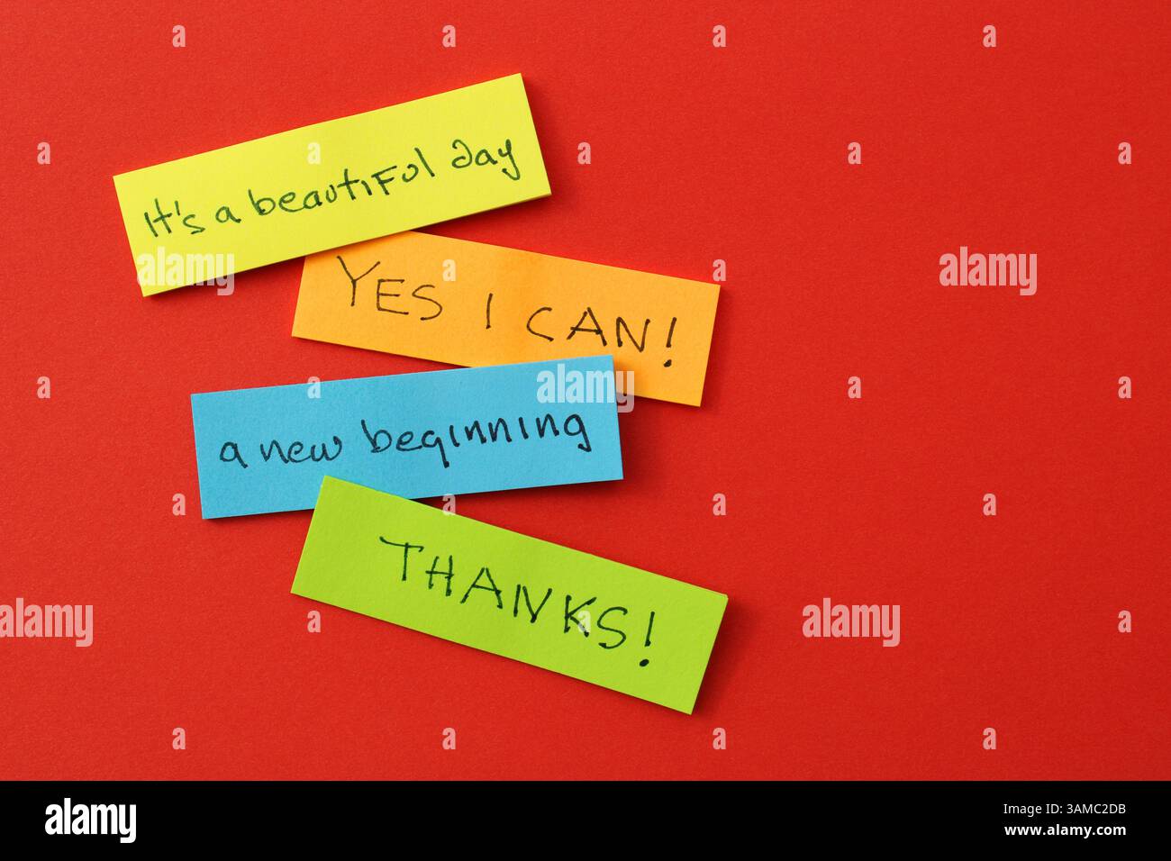 Colorful notes with personal development phrases Stock Photo - Alamy